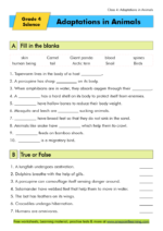 Adaptations in animals Class 4 Free PDF Download